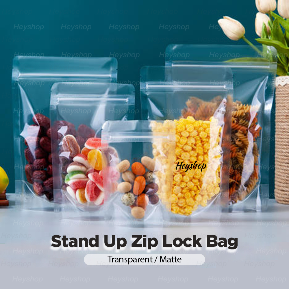 Food Grade Stand Up Zip Lock Bag 15 pcs - Transparent / Matte Zipper ...