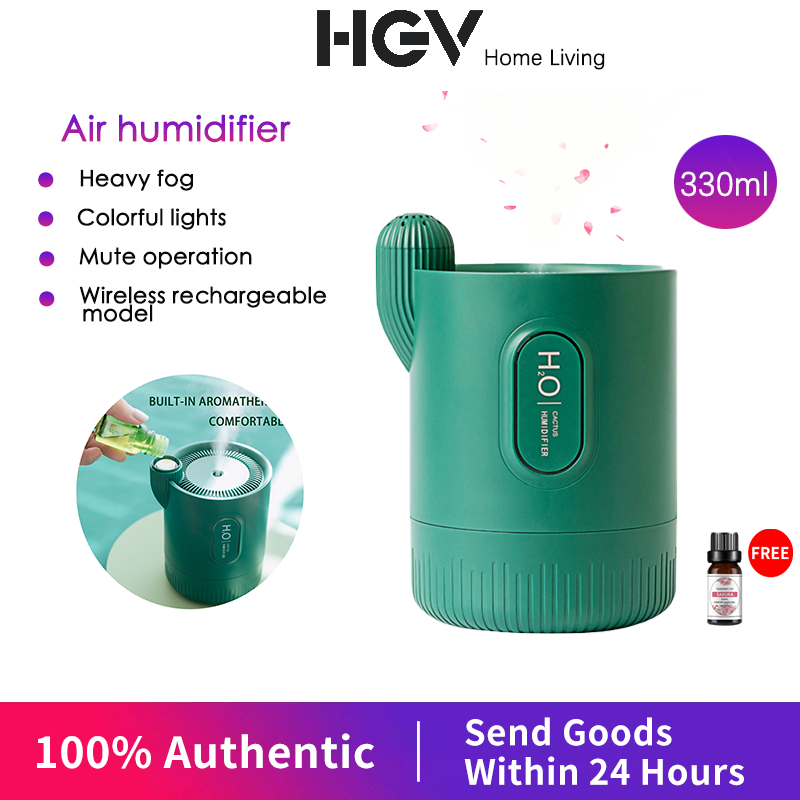 HGV Humidifier Wireless Rechargeable 330ml Diffuser with Essential Oil ...