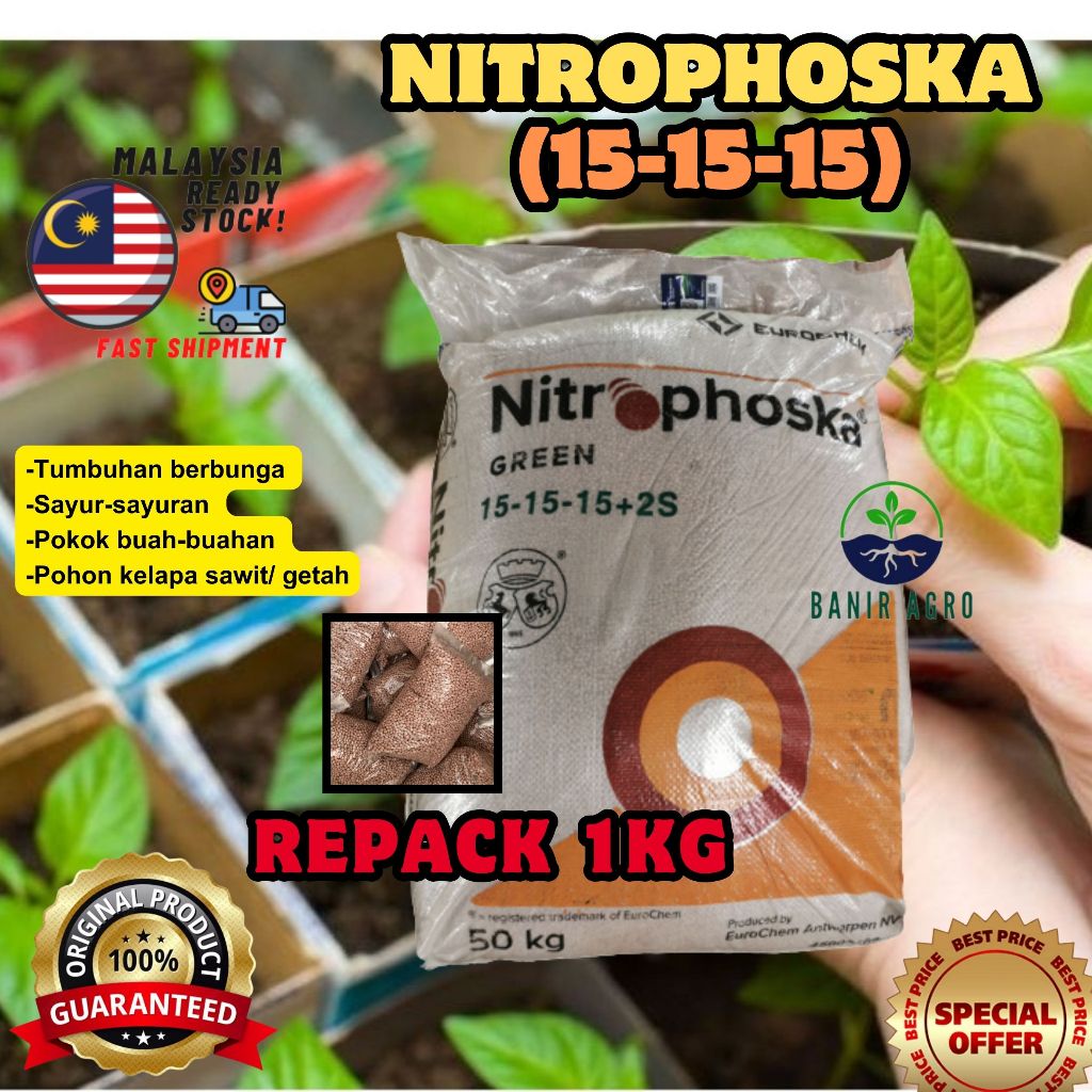 [100% Original] Baja Subur Nitrophoska Green / Singa Kuda / NPK 15-15 ...