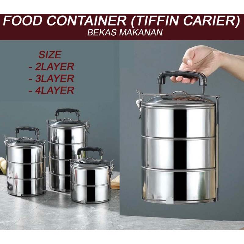 ️[Ready Stock] 2,3,4 Layer 14CM Stainless Steel Lunch Box Container ...