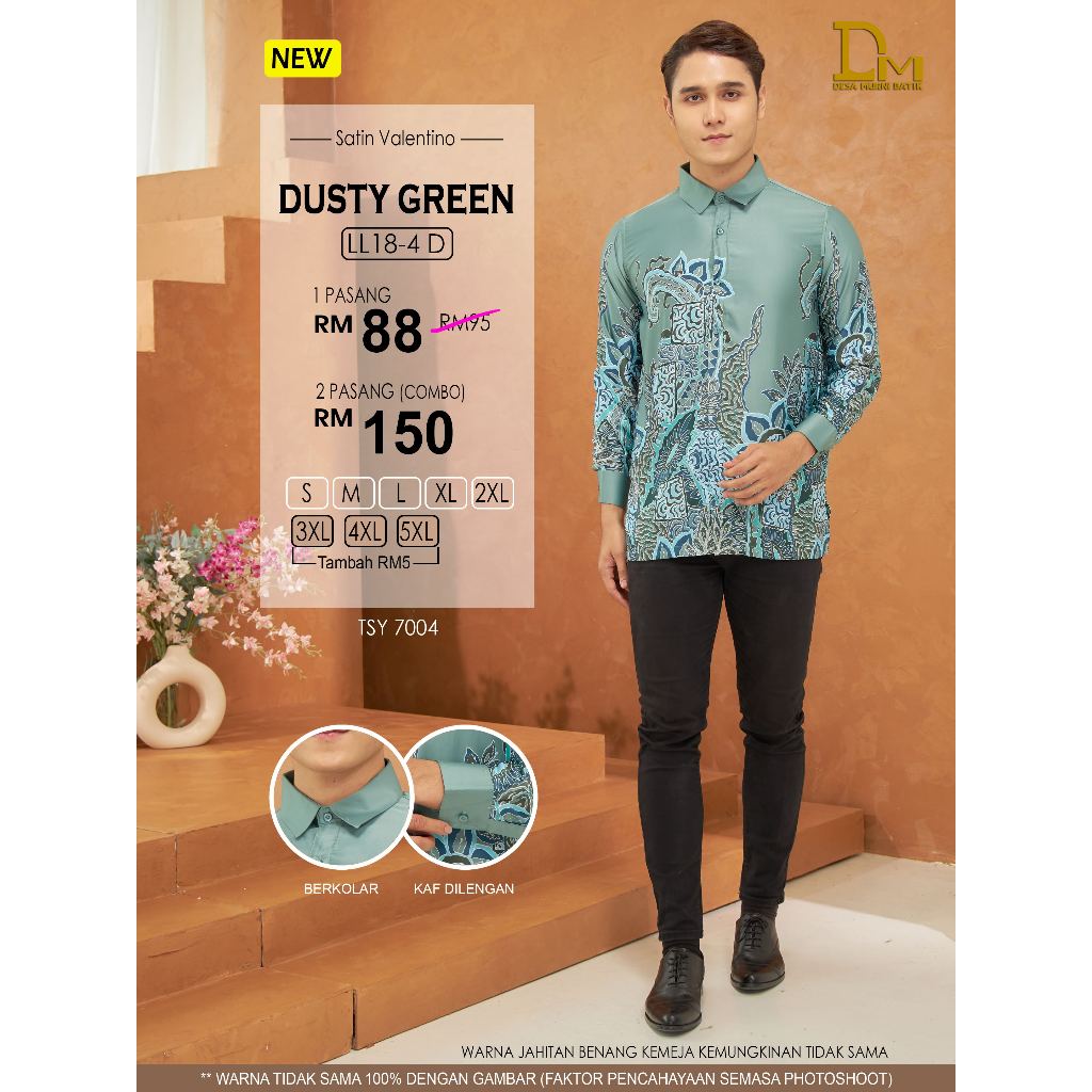 KURUNG BATIK ALANA & KEMEJA DM by DESA MURNI BATIK-SATIN VALENTINO-READY STOCK-XS-5XL-CUTTNG ...