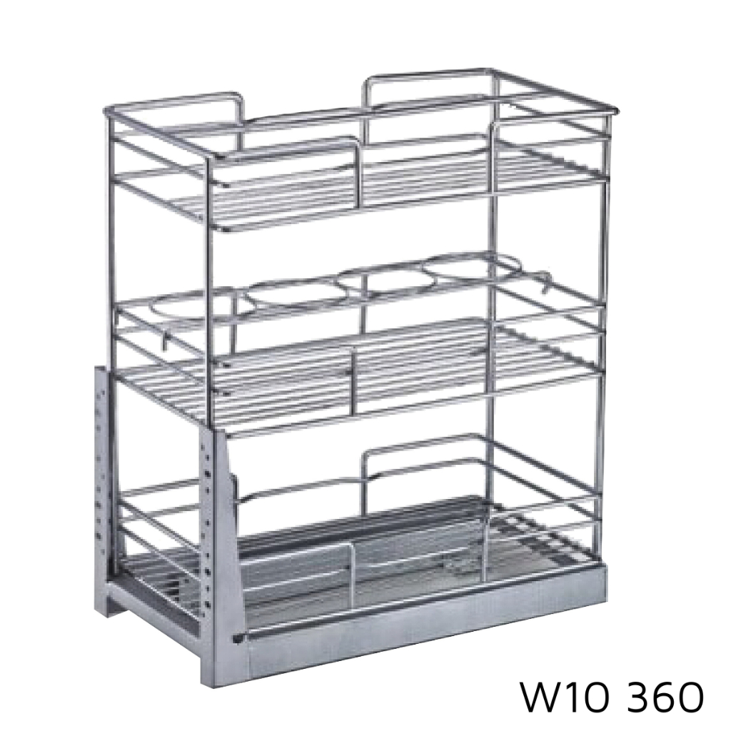 Rak Dapur Pinggan Mangkuk Cawan 360 MM Multi-function 3 Tiers Pull Out ...