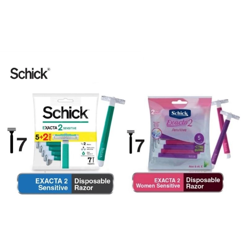 [TKM] Schick Exacta 2 Sensitive Disposable Razor ( 5 + 2 ) | Shopee ...