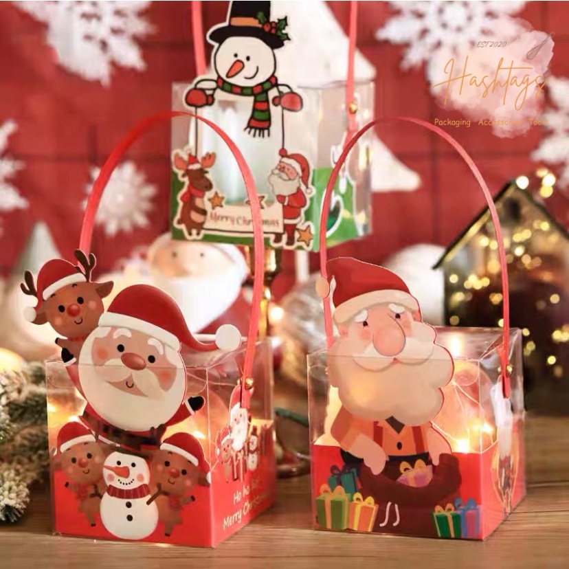 Christmas Handle Gift Box Treat Box Goodies Box | Pastry Cookies Cake ...