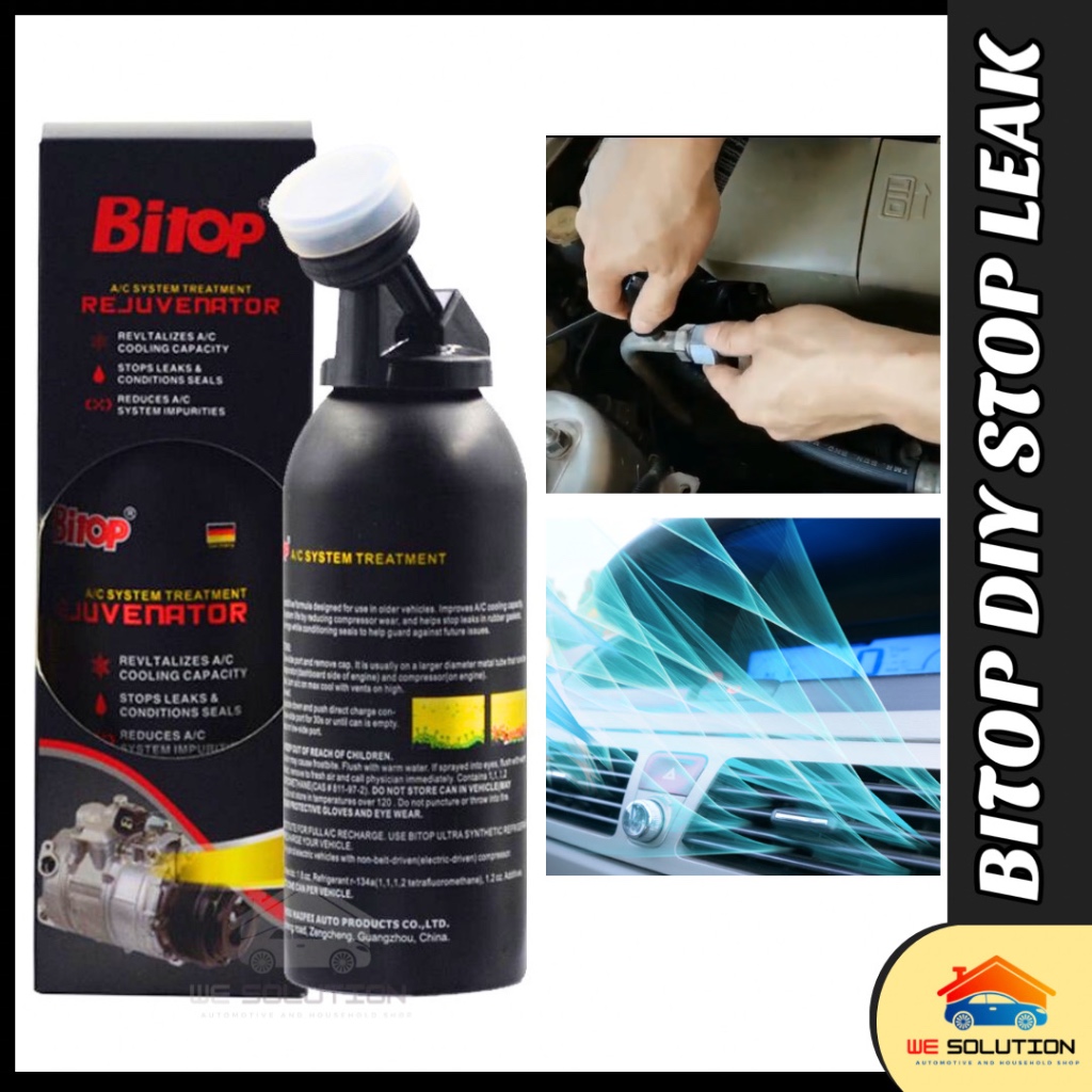 BITOP DIY TOP UP STOP LEAK AC GAS + OIL TREATMENT CAR AIR COND R134 ...