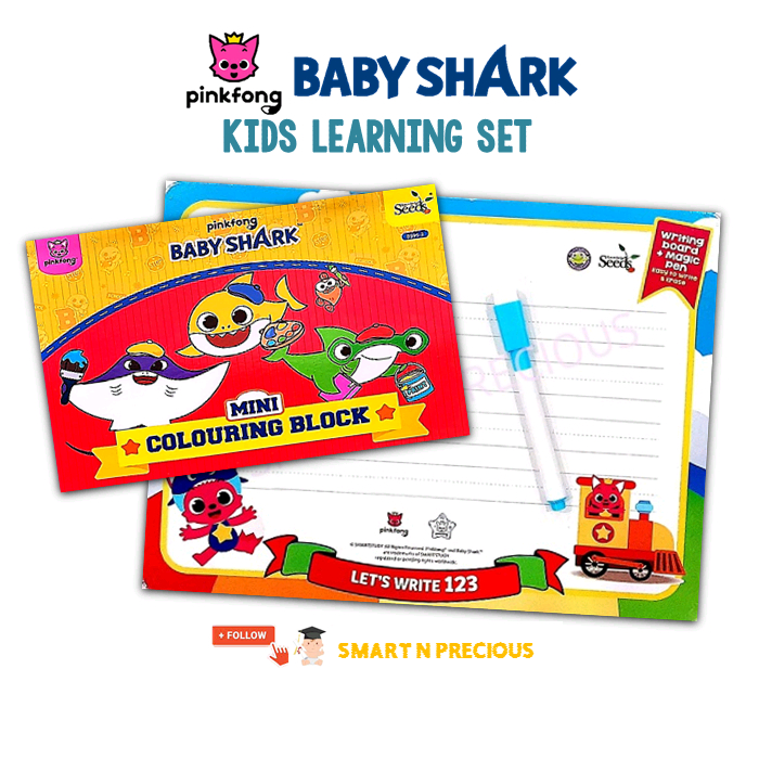 Pinkfong Baby Shark Learning Activity Set Colouring Book 1-2-3 Number ...