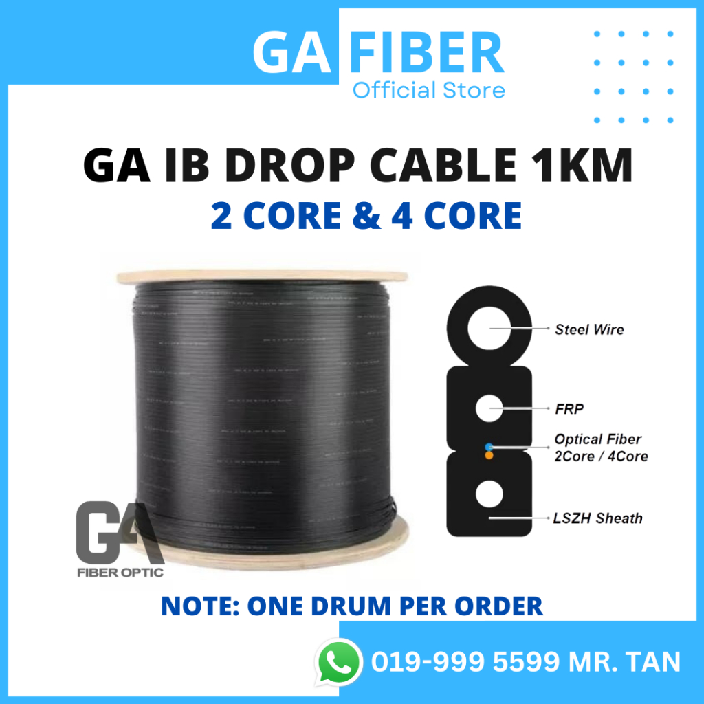GA Outdoor Fiber Optic Drop Cable with IB 2Core / 4Core - 1KM | Shopee ...