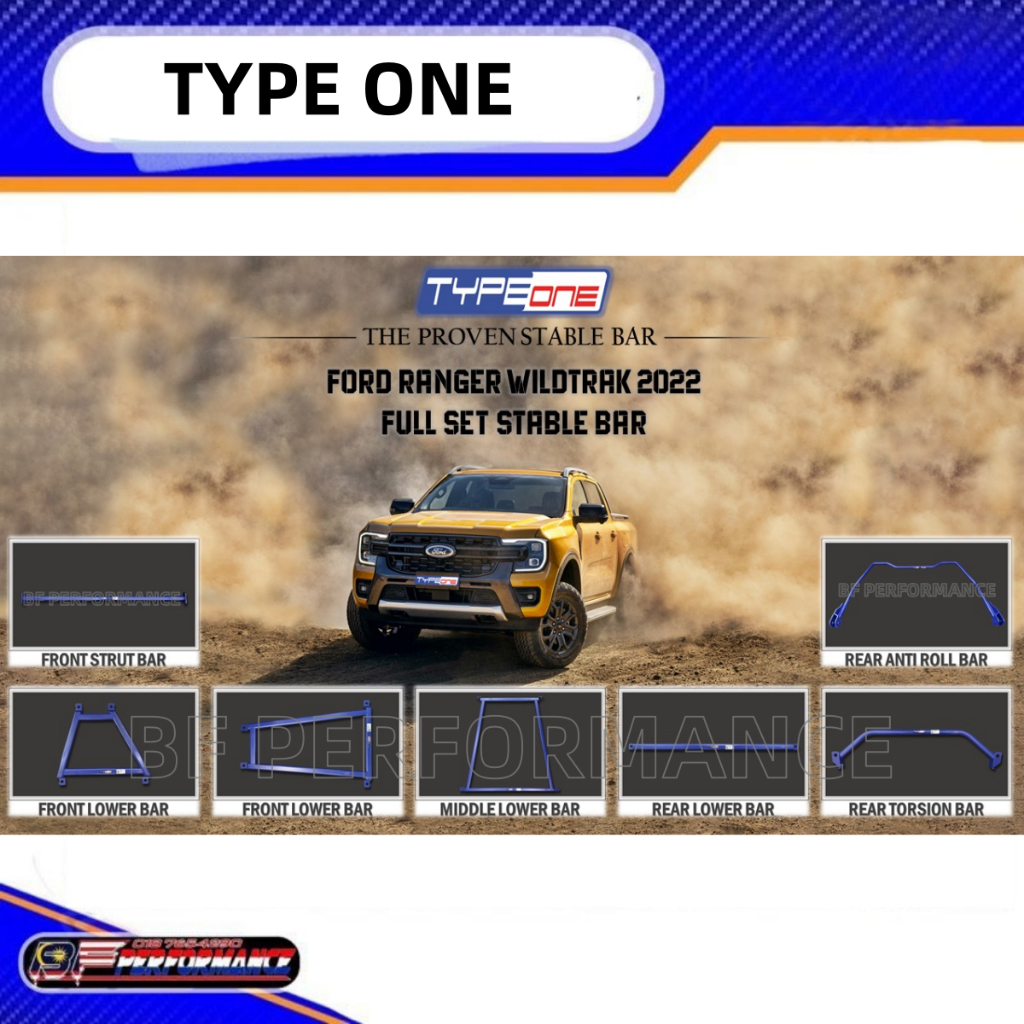 TYPE ONE Ford Ranger Wildtrak T9 2023 2.0T STRUT BAR ANTI ROLL BAR ...