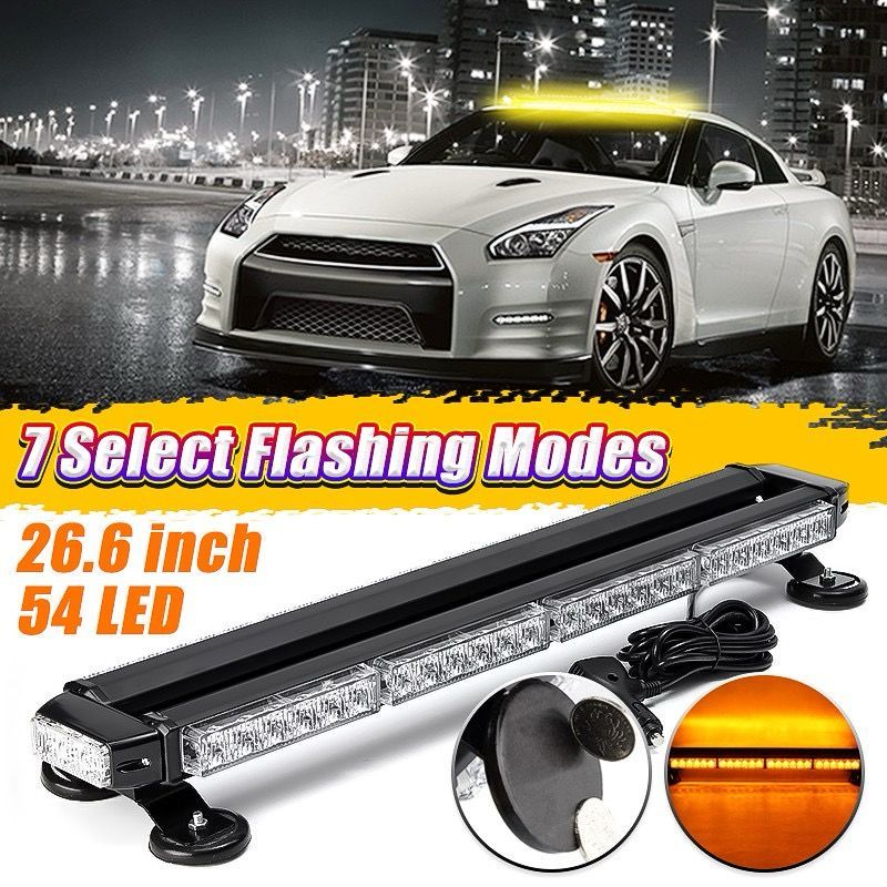 12V/24V Emergency LED Strobe Light Bar Universal Car Roof Double Side ...