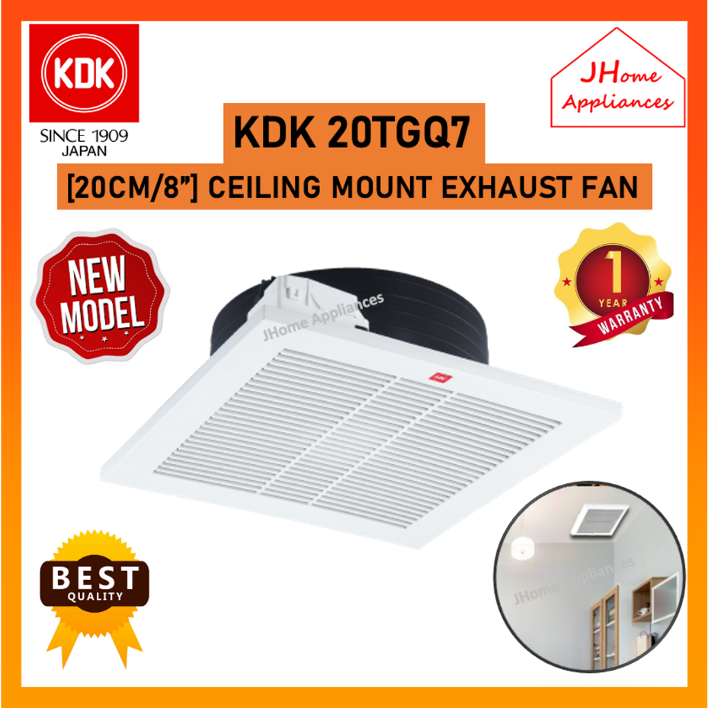 KDK 20TGQF (NEW MODEL) CEILING EXHAUST FAN (20CM/8″) CEILING MOUNT ...