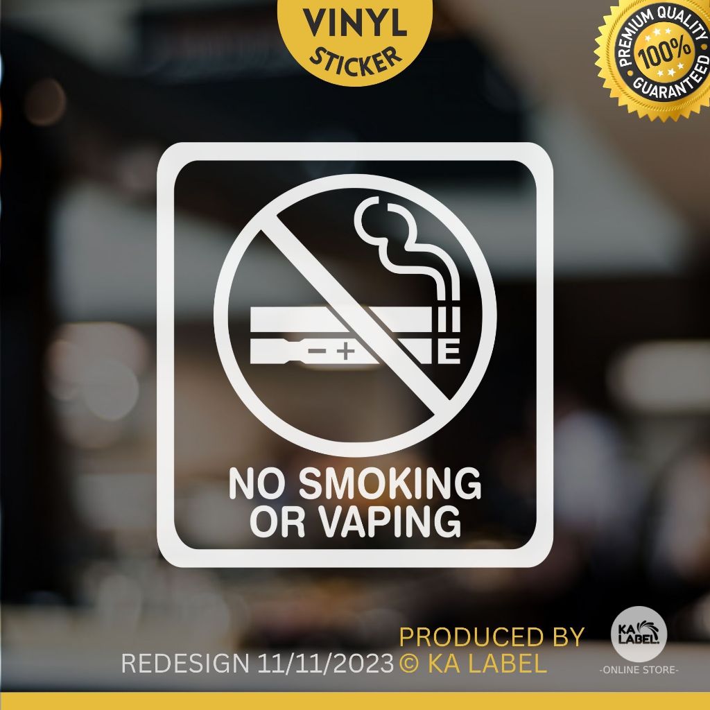(Ready Stock) No Smoking or Vaping Allowed Sticker Home / Office / Shop ...