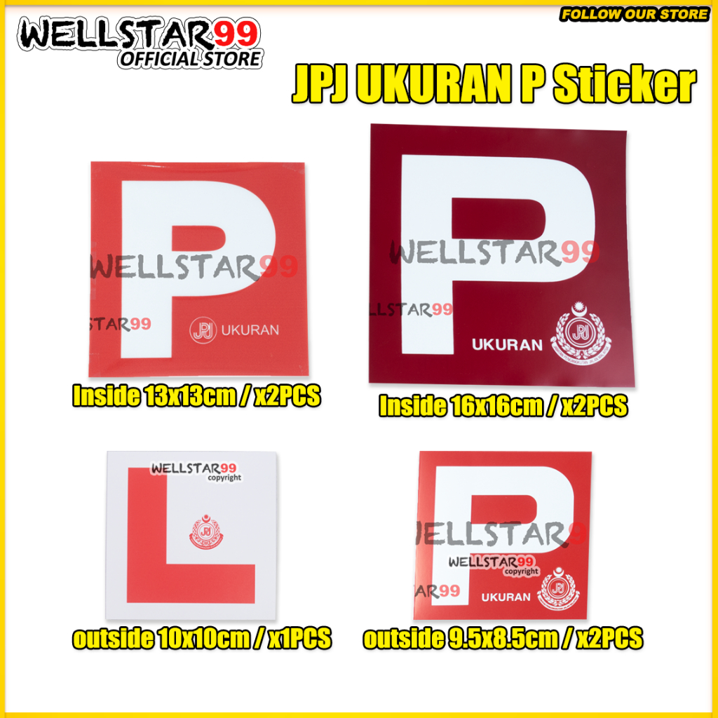 L Sticker P Sticker For Car Motor Bike 2pcs JPJ UKURAN | Shopee Malaysia
