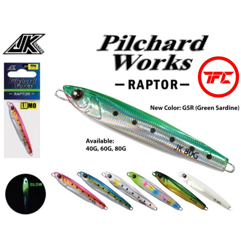 JK JANKER Pilchard Works Raptor Metal Jig Lure Micro Light Fast Jigging 20g 30g 40g 60g 80g ...