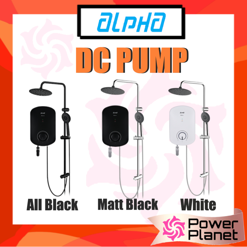 Alpha Water Heater With DC Pump Evo-i Rainshower All Black , Matt Black ...