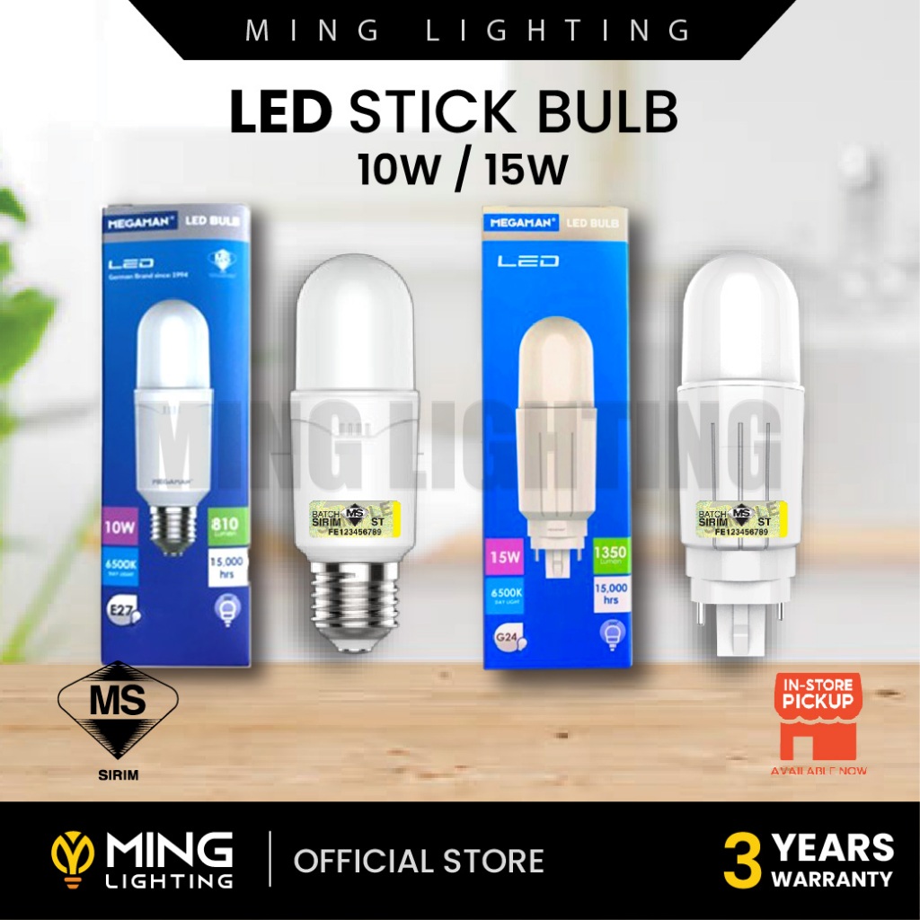 [SIRIM] MEGAMAN LED PLC Bulb 10W 15W Mentol Wall Light Table Lamp Ceiling Downlight Lighting ...