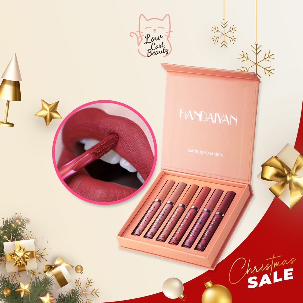 HANDAIYAN 6in1 Matte Liquid Lip Gloss Set Creamy-Matte Shimmer Lipstick ...