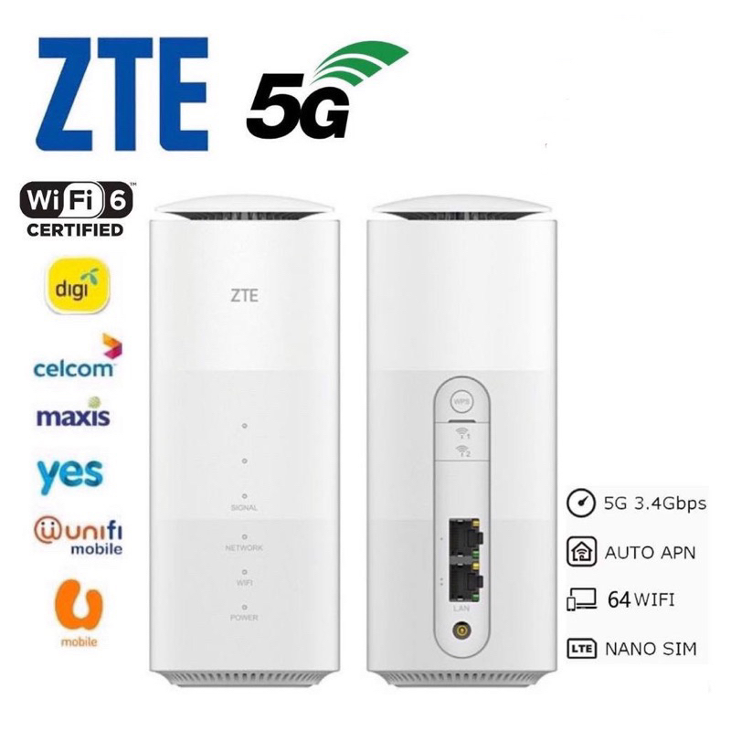 💥 Ready Stock ZTE MC801 5G Router CPE 4G+ LTE CAT20 Unlocked Wireless ...
