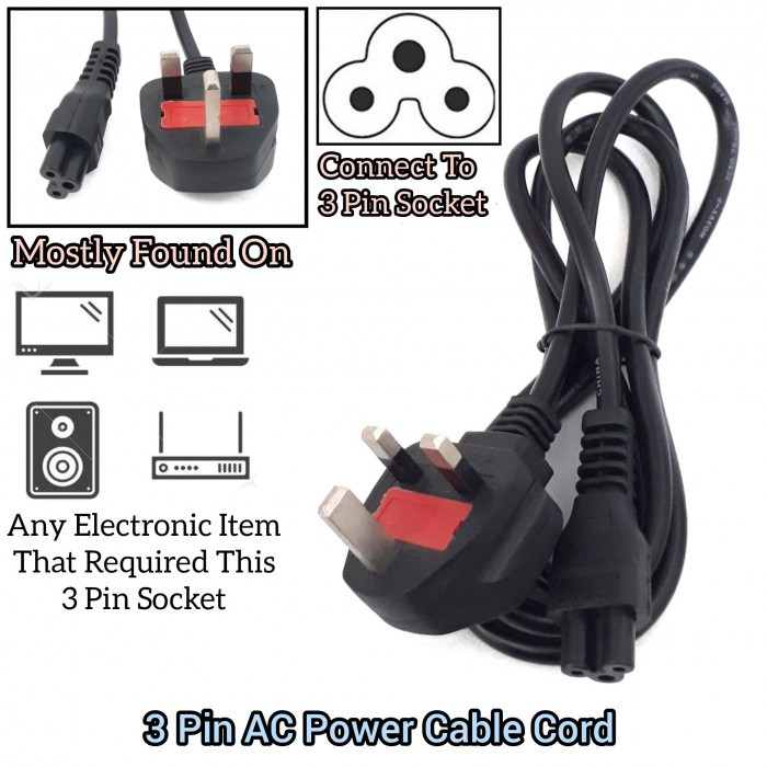 ORIGINAL 3 PIN LAPTOP POWER CORD CABLE AC FUSED 13A 1.0M/1.5M UK ...