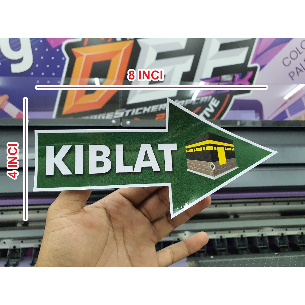 Sticker Penunjuk Arah KIBLAT/ Sticker Pvc Kalis Air/Glossy Laminate ...