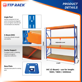 TTF Rack™️ (IHB) Ideal Longspan Shelving Rack (H)240-270cm 12mm HDF ...