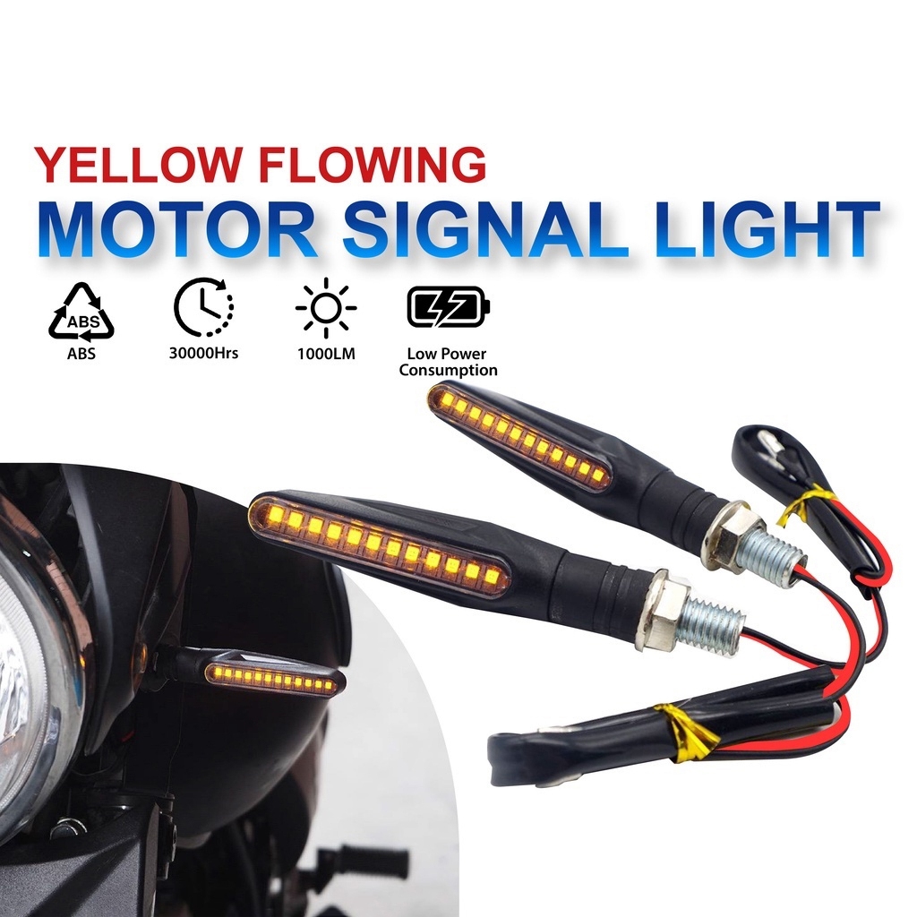 2PCS Universal Motorcycle Yellow Flowing Turn Signal Indicator LED ...