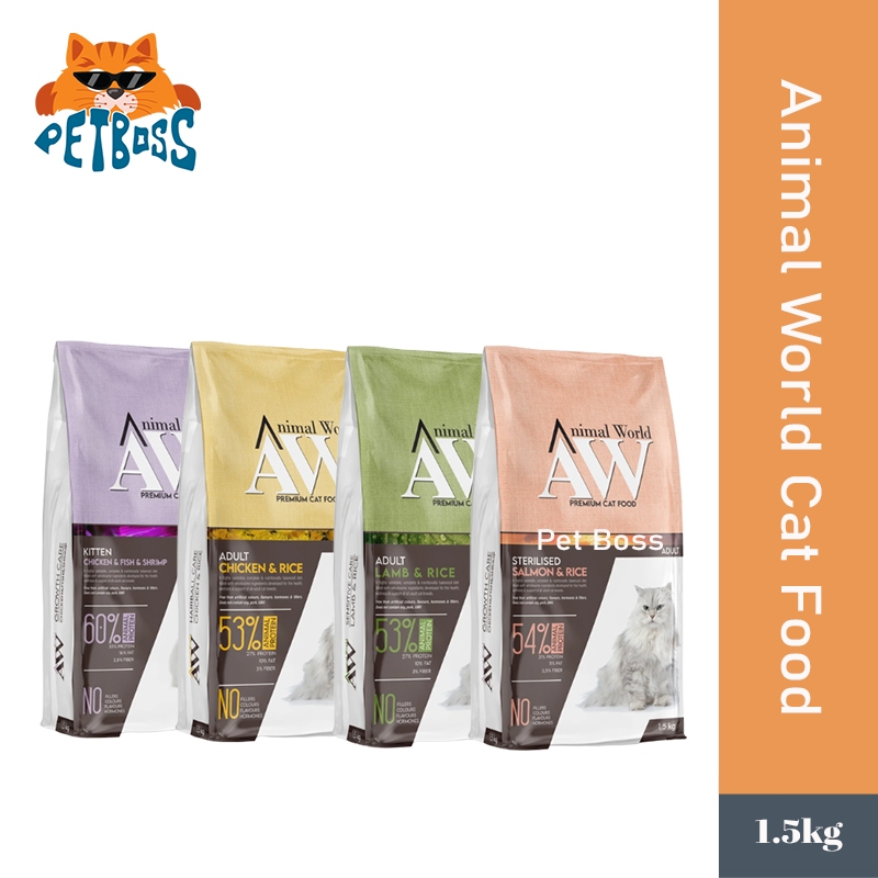 AW Animal World Premium Cat Dry Food Kitten & Adult Kibbles (1.5kg ...