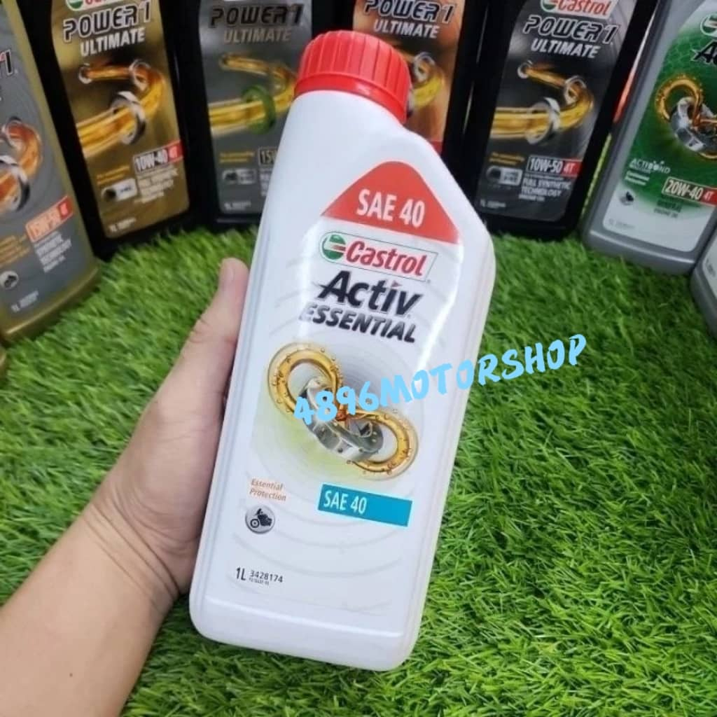 100% ORIGINAL CASTROL ACTIV ESSENTIAL SAE40 SAE 4T ENGINE OIL MINYAK ...