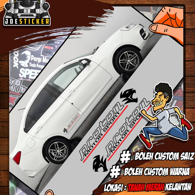 sticker proton motosport sepasang untuk pintu kereta model proton. saiz ...
