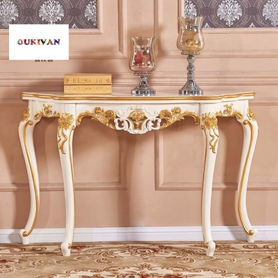 Luxury Console Table Solid WoodEntrance Hall Corridor Walkway Half Oval ...