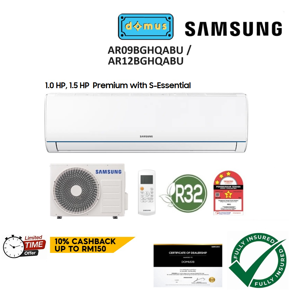 3 STARS Samsung 1HP 1.5HP S-Essential R32 Air Conditioner Non Inverter ...