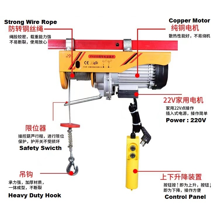 MESIN KRANE ANGKAT BERAT 12M ELECTRIC WINCH HOIST FOR RENOVATION WORK ...