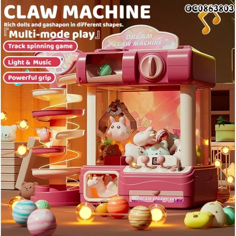 Electric stacking track automatic grab toys doll crane claw game ...