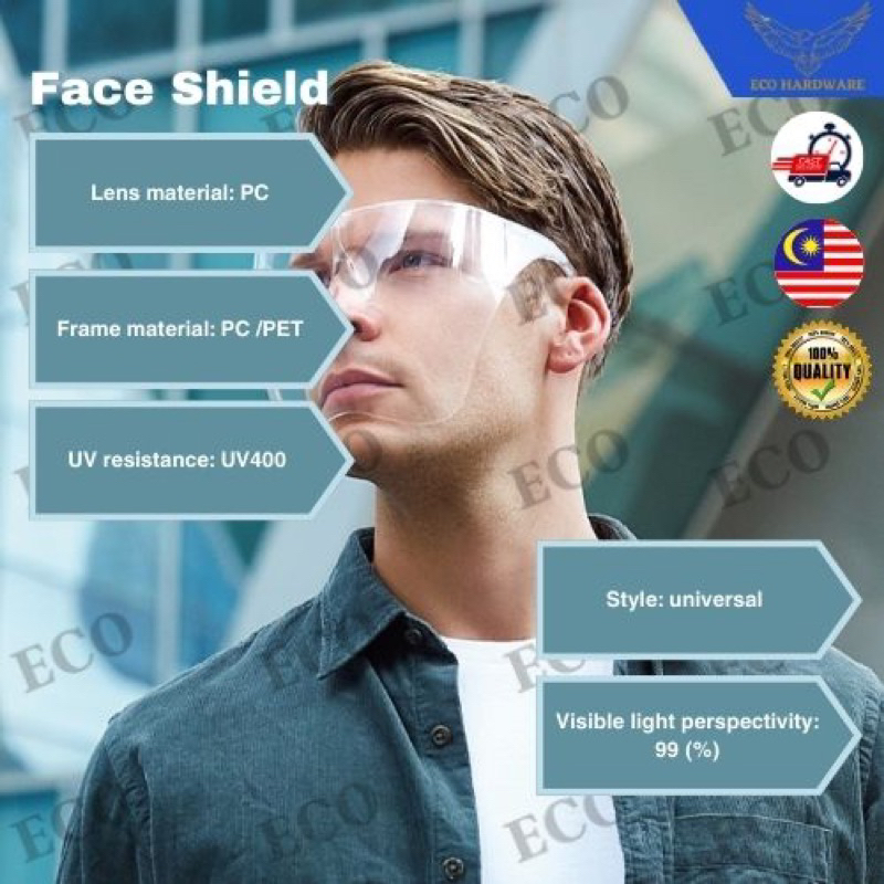 OvGlFShield Spec Shield Eye Protection Spec Mask Muka Face Shield Large ...