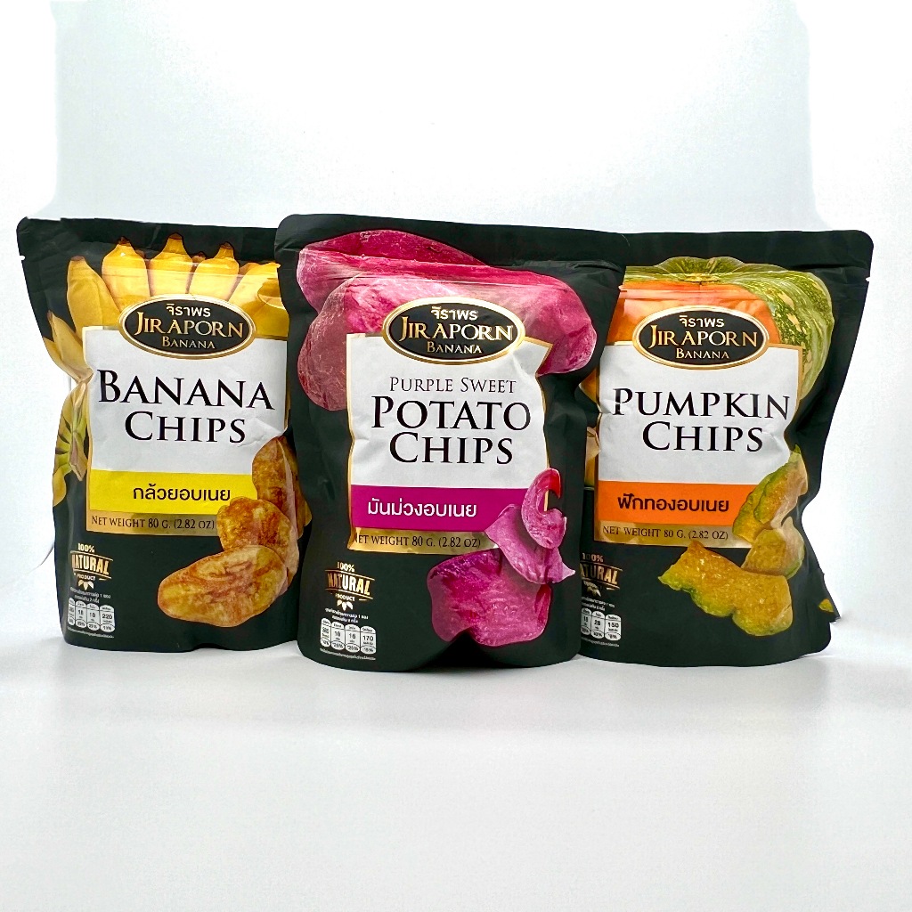 JIRAPORN Banana Pumpkin Purple Sweet Potato chips 80g | Shopee Malaysia
