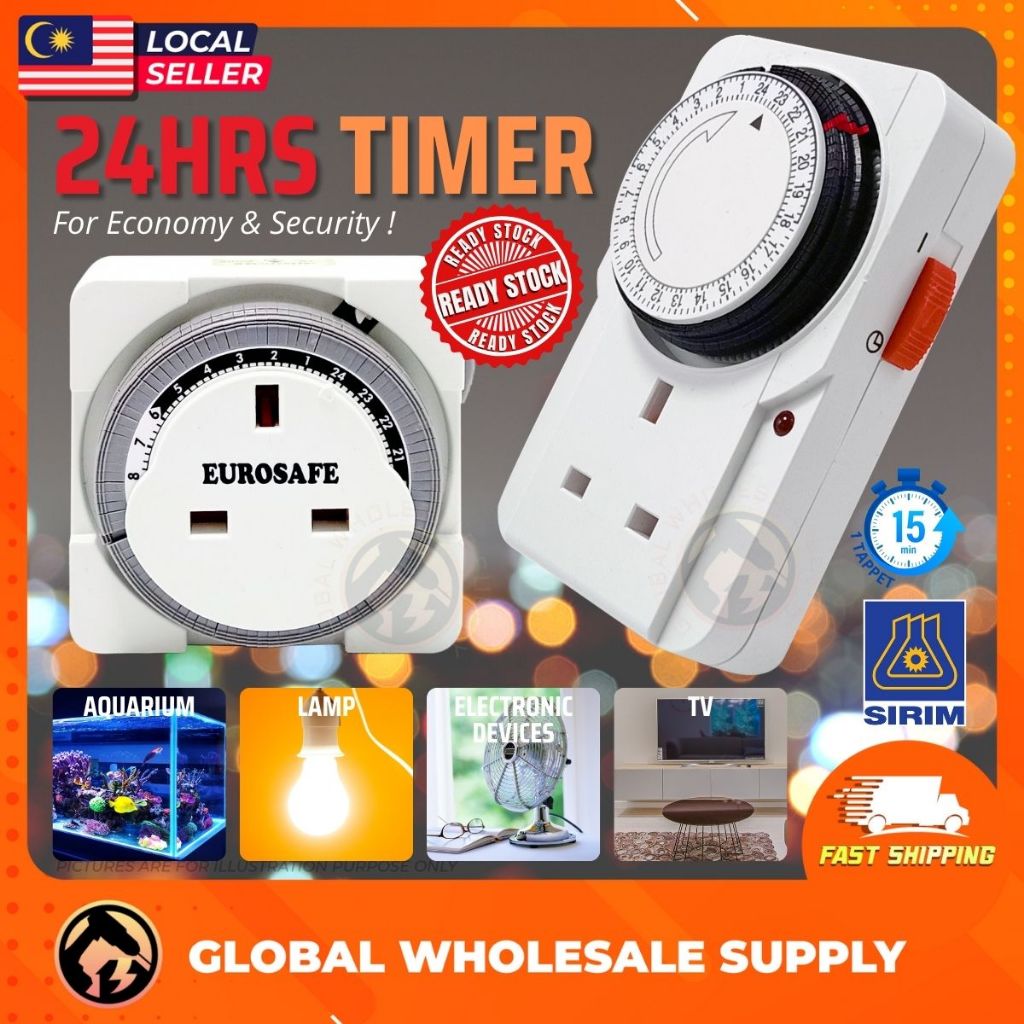 SIRIM EUROSAFE / M-Lite / BOTRIC / SUNSTAR 13A 24Hours Plug In Timer THEBEN type Timer Auto ON ...