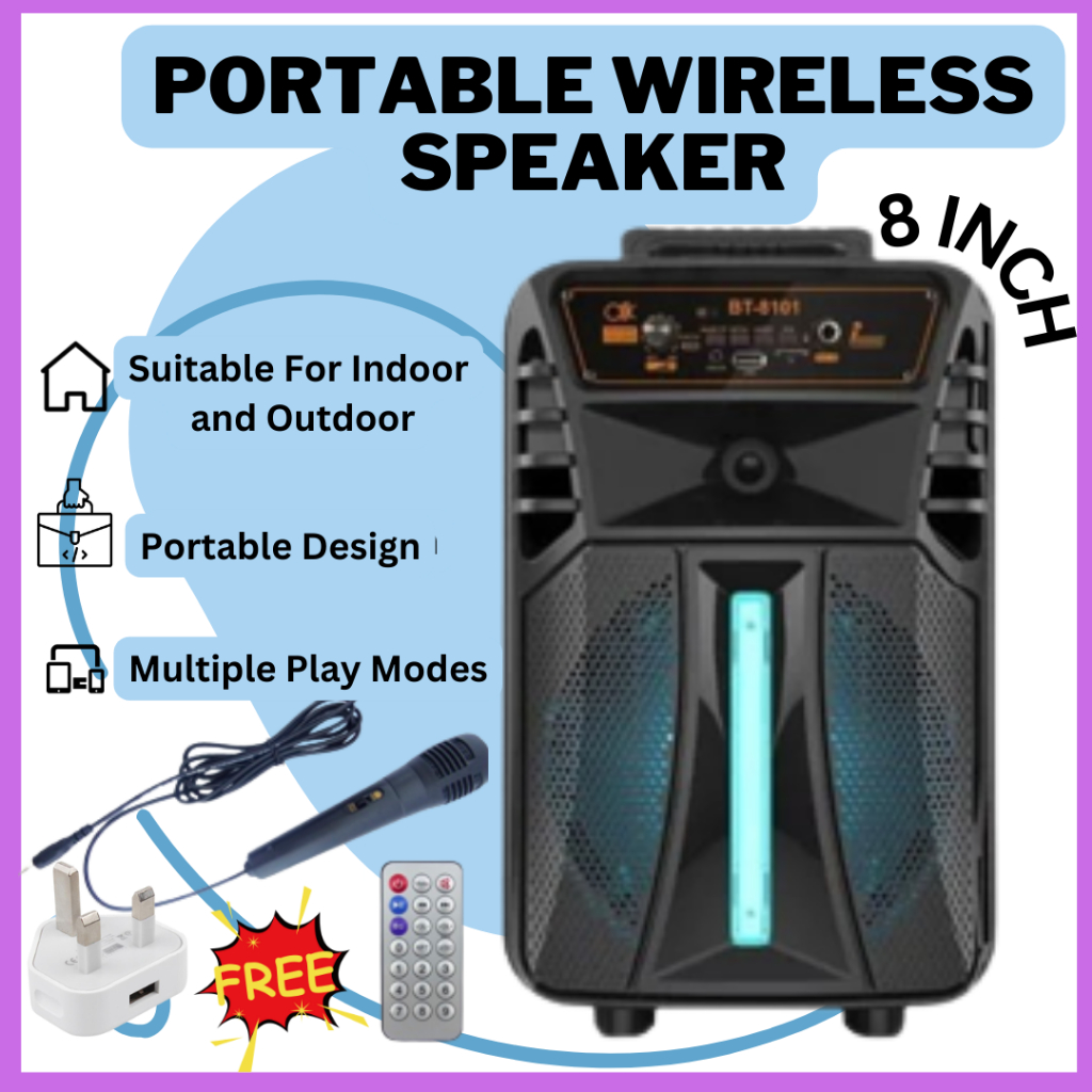 Portable USB Bluetooth Radio KTV Speaker Super Bass Audio Home Party Karaoke Wireless Player ...
