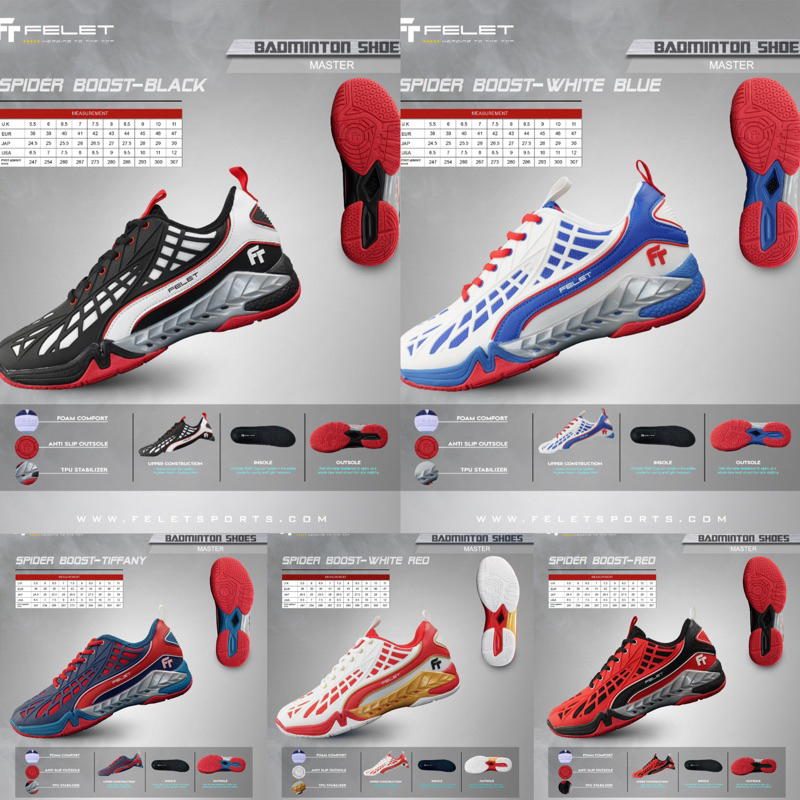 FELET Spider Boost Badminton Shoes Sports Indoor Shoes 100% Original ...