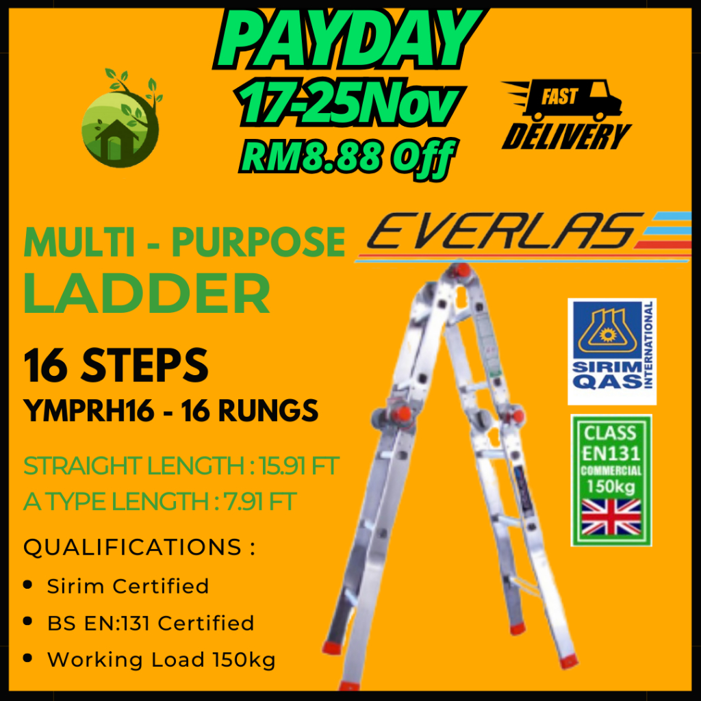 Everlas YMPRH16 16 Steps Multipurpose Ladder Tangga Lipat 16 Steps ...