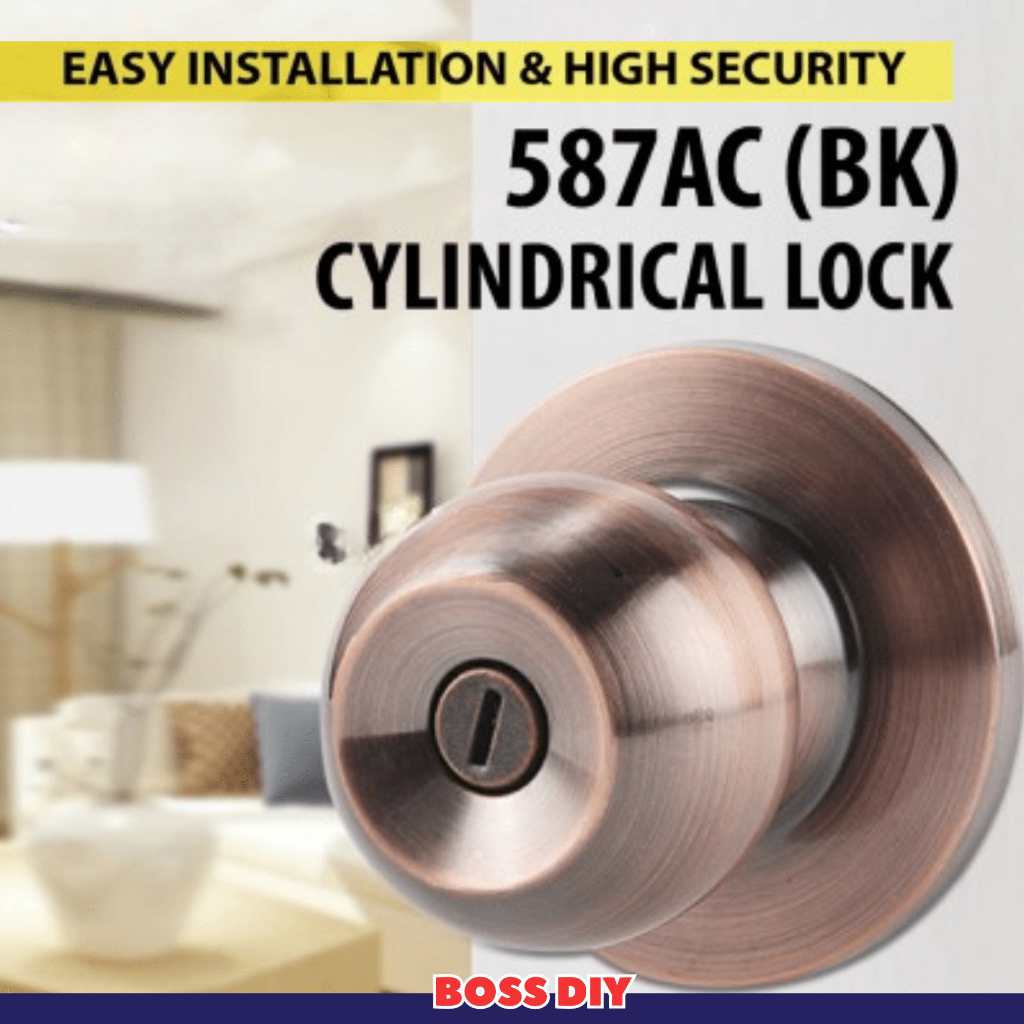 Cylindrical Door Knob Lock Set BACKSET - 60MM / Tombol Pintu Bilik (Bedroom/Entrance Use ...