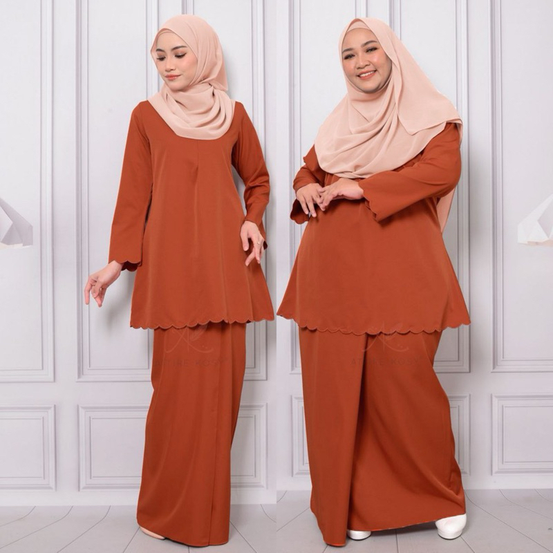 🔥(SIZE 50&52) TEMA SEDONDON COPPER BROWN / BRICK ORANGE BROWN | KURUNG RIAU MODEN PUFF PLUS SIZE ...