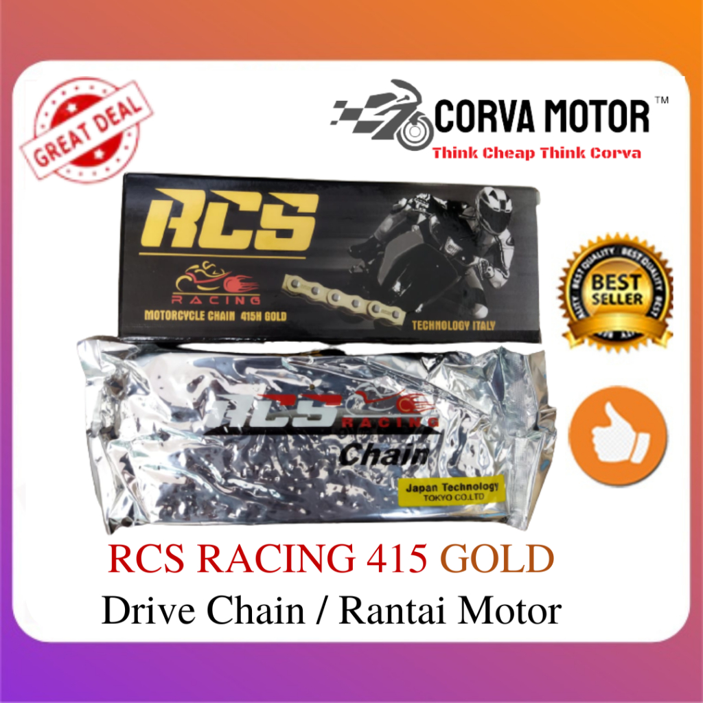 Corva Motor RCS Racing 415H Gold Drive Chain 415 Rantai Motor Honda Ex5 ...
