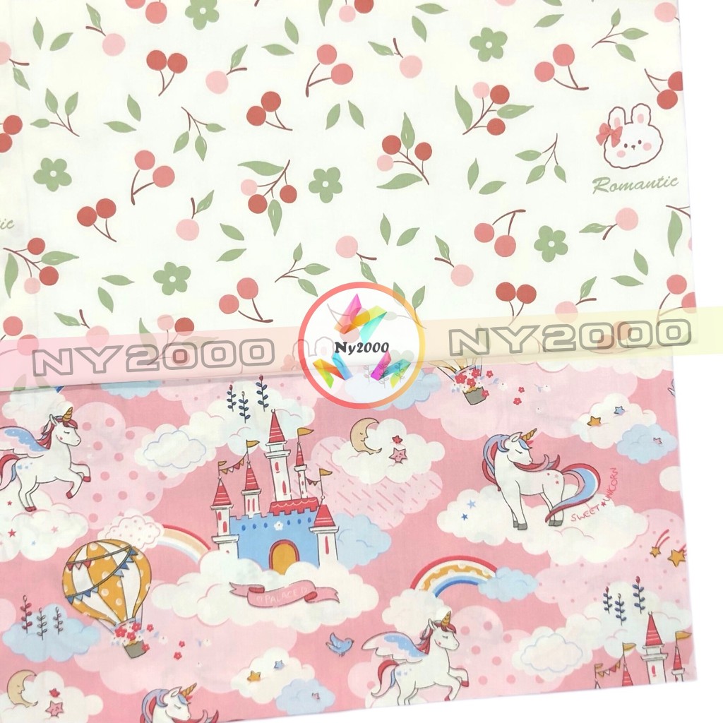 Kain Comb Cotton Corak Ceri Arnab Unicorn (Bidang 60") / Cherry Rabbit ...
