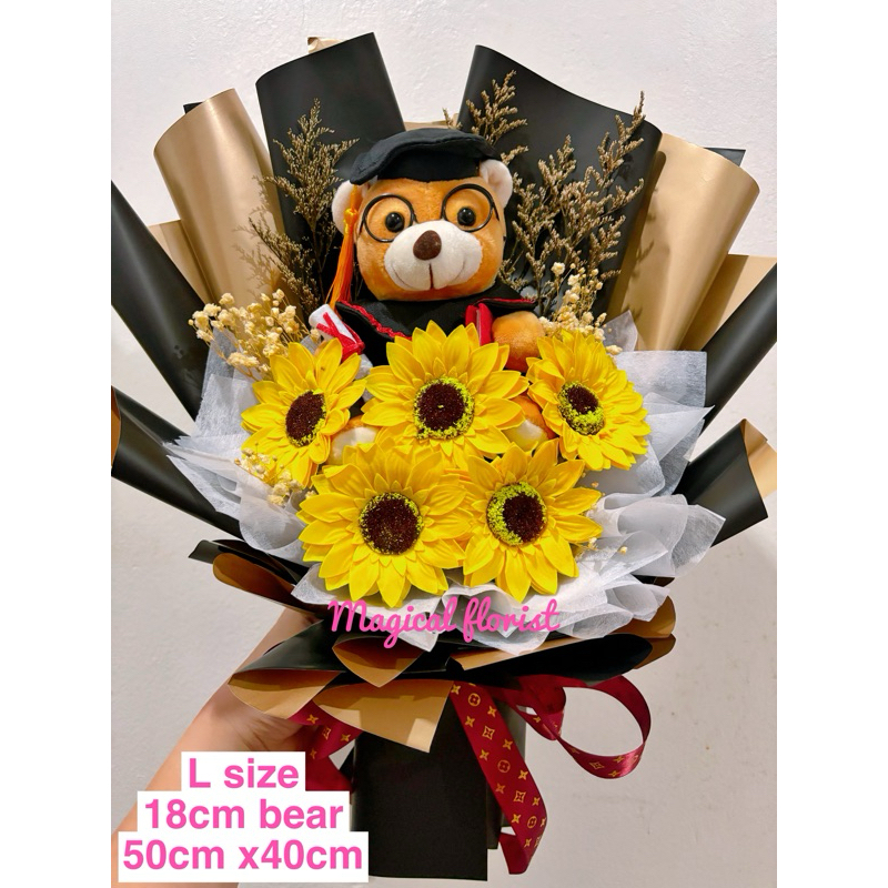 Ready stock !!Graduation bear flower bouquet 毕业花束💐熊花束💐konvo gift 🐻👩‍🎓👨 ...