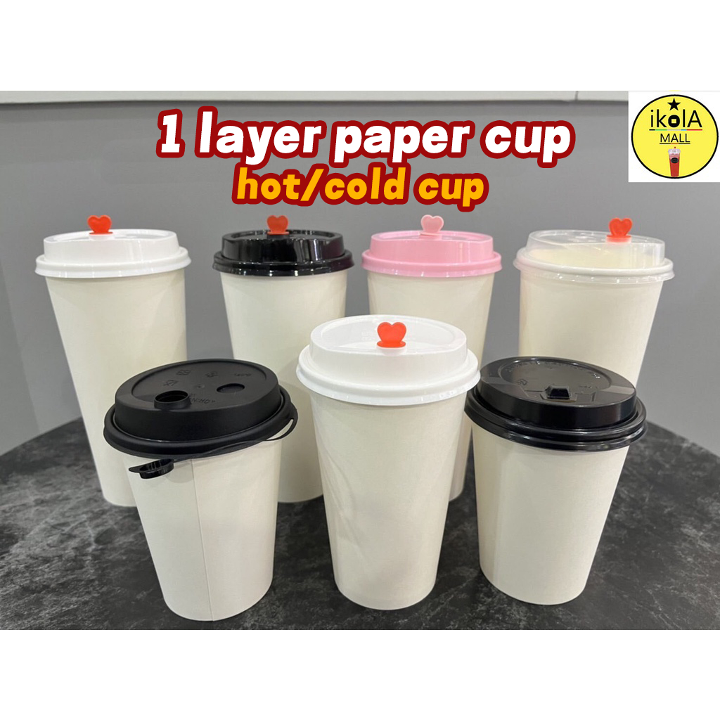 （Ready Stock) [50 pieces] Cold paper cup [single layer], white, Kraft ...