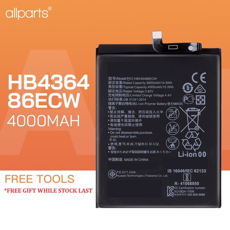 ALLPARTS HB436486ECW Battery for Huawei Mate 10/Mate 10 Pro/Mate 20/P20 ...