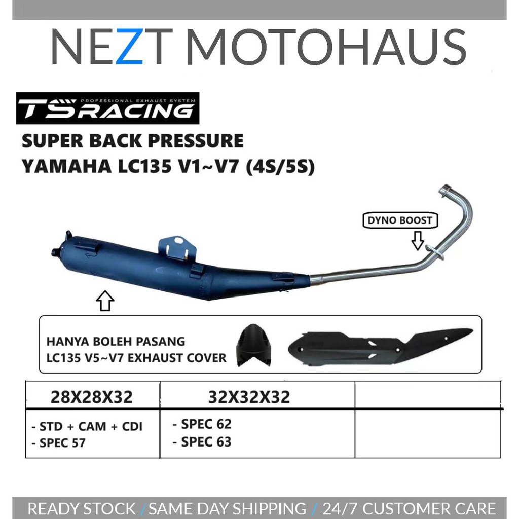 TS RACING LC135 V2 - V7 SUPER BACK PRESSURE / PAIP ANGIN STANDARD ...