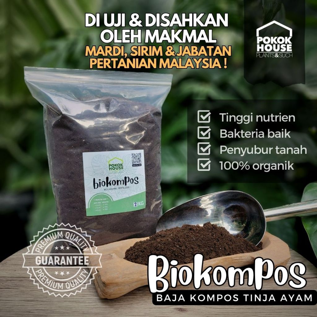 Biokompos (1kg/1.9L) - baja kompos tinja ayam bioorganik untuk pokok ...