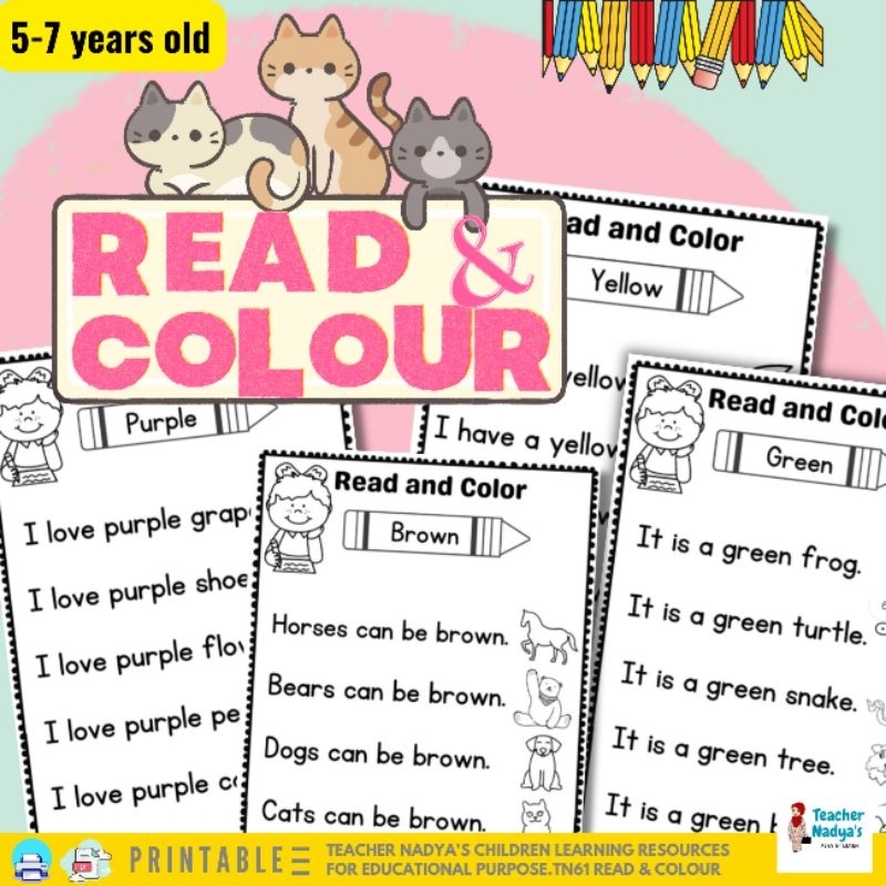 [ PRINTABLE / PDF ] Read N Colour Simple Sentences | TN61 | Shopee Malaysia