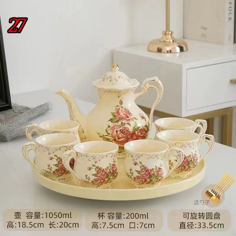🔥READY STOK🔥European-style tea set with tray English Tea Cup household ceramic coffee cup high ...