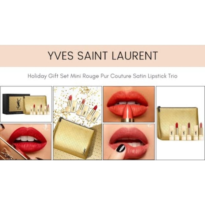(Limited Edition Gold) Authentic YSL GIFTSET 3 MINI ROUGE PUR COUTURE ...
